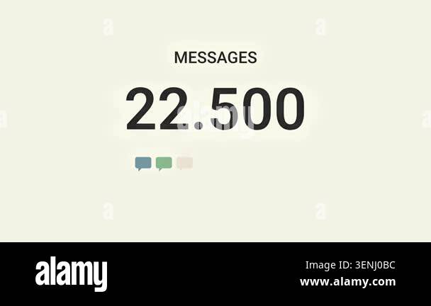 Digital message counter rapidly increasing to 250k with chat icons ...