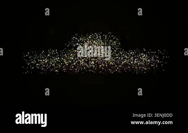 Golden sparkling particles forming 6th anniversary text on black ...
