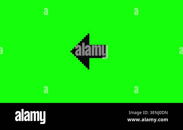 Pixelated Left Arrow Pointing Direction on Green Screen for Navigation ...