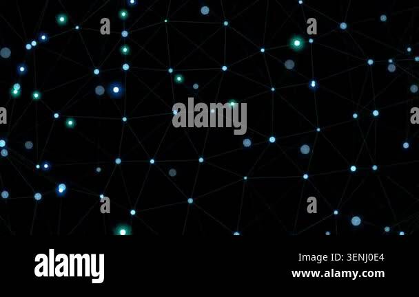 Futuristic Digital Network Grid with Pulsing Blue and Green Lights ...