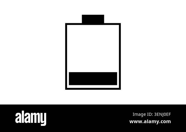 Animated charging battery icon indicating full power on white ...