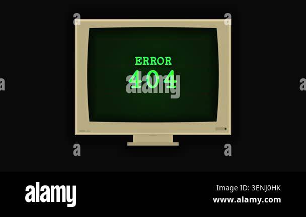 Retro CRT Monitor Displaying Error 404 Message with Glitch Effect on ...