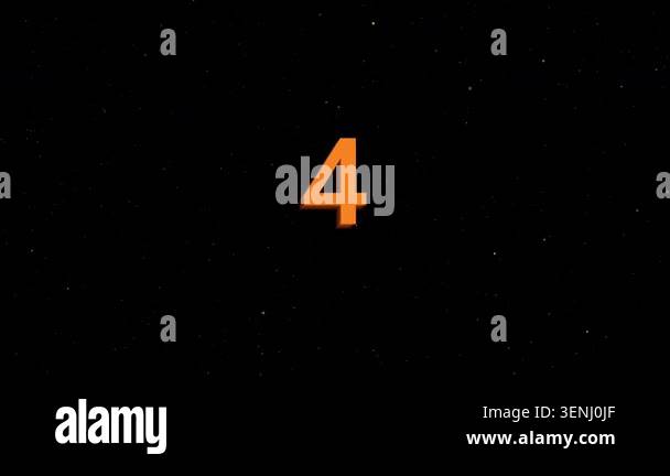 Orange 3D Countdown from Five to Zero with Golden Sparkling Particles ...