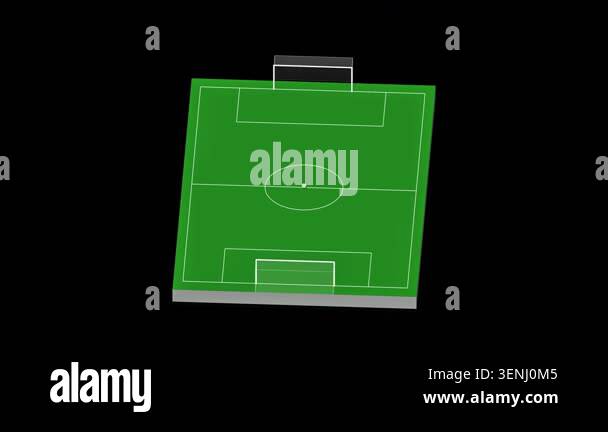 animated isometric football soccer field rotating on black background ...