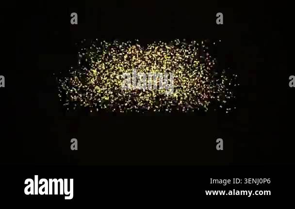 Golden sparkling particles appear and form the words Happy Wedding on ...