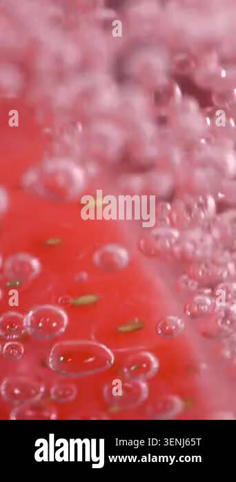 Super Slow Motion Closeup Strawberry With Rising Bubbles Stock Video ...