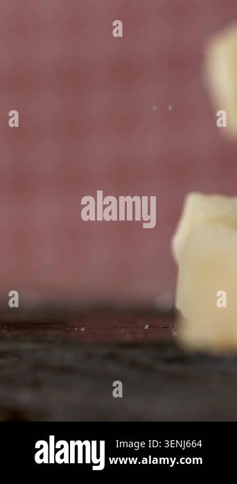 Super Slow Motion Green Grapes And Cheese Cubes Collide Stock Video ...