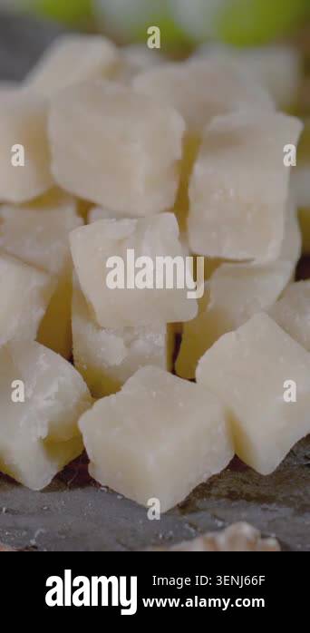 Super Slow Motion Extreme Closeup Parmesan Cube Texture, Crystalline ...
