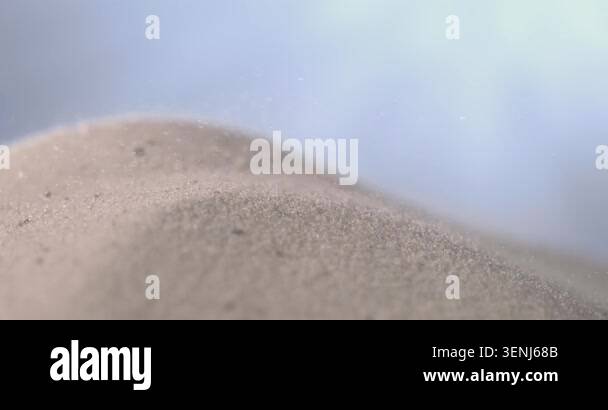 Super Slow Motion Curved Sand Ridge Beneath Pale Sky, Super Slow Motion ...