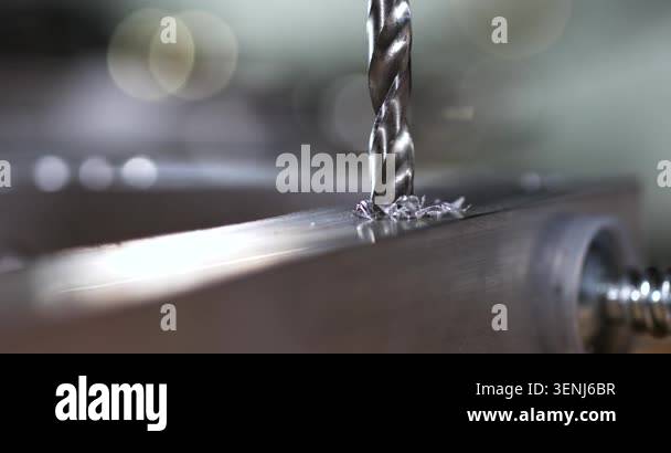 Super Slow Motion Super Slow Motion Vertical Drill Boring Through Metal ...