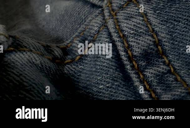 Blue Denim Seam Slider Macro Closeup, Warm Studio Lighting Highlights ...