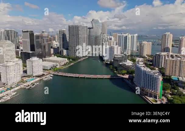Miami skyline. Miami city aerial view. Miami downtown skyline. Travel ...