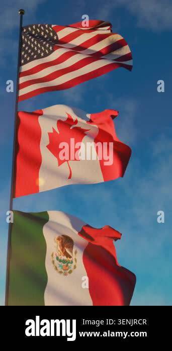 USA, Canada, and Mexico flags for the 2026 World soccer event, sport ...