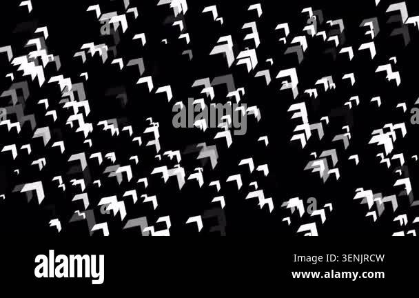 Monochromatic arrow shapes flying and moving upwards in a dense flow on ...