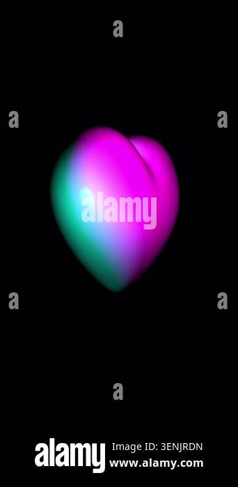 vertical, social media, reels, 9:16.Glowing colorful 3d heart pulsing ...
