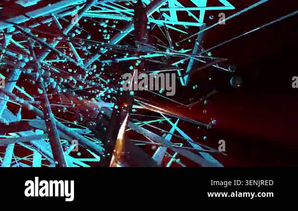 Intricate animation of flying through a chaotic structure of glass ...