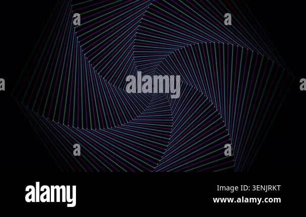 futuristic neon warp tunnel with glowing pentagon geometry and ...