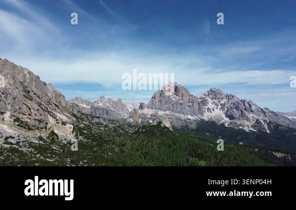 Aerial view of Mount Ra Gusela on Giau Pass in the dolomites Stock ...