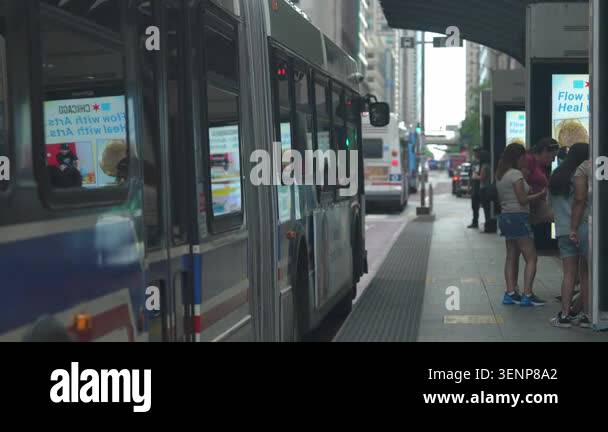 CHICAGO, IL, USA - 07.02.2025: Chicago downtown street with a dedicated ...