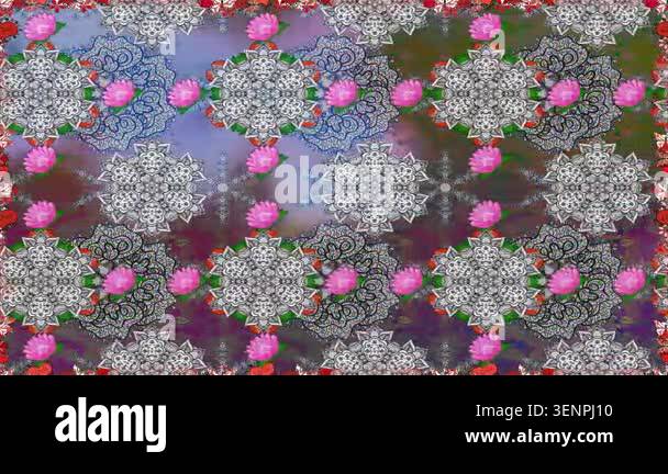 Motion footage background with colorful elements. Flowers. Vintage ...