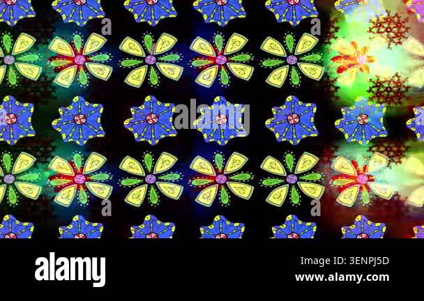Motion footage background with colorful elements. Flowers. Vintage ...