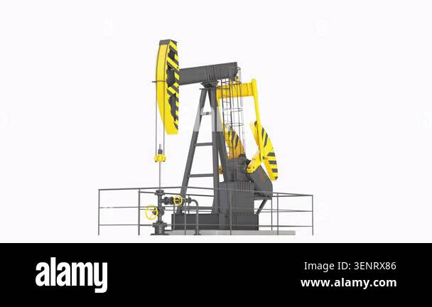 Animation of a rotating oil pump against a white background. Industrial ...