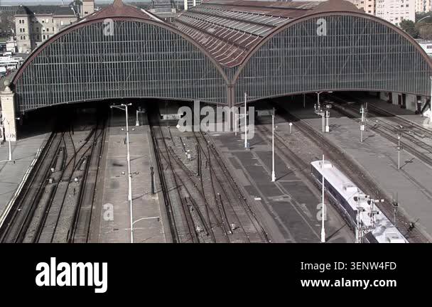 Elevated View of Commuter Train Entering Historic Retiro Terminal ...