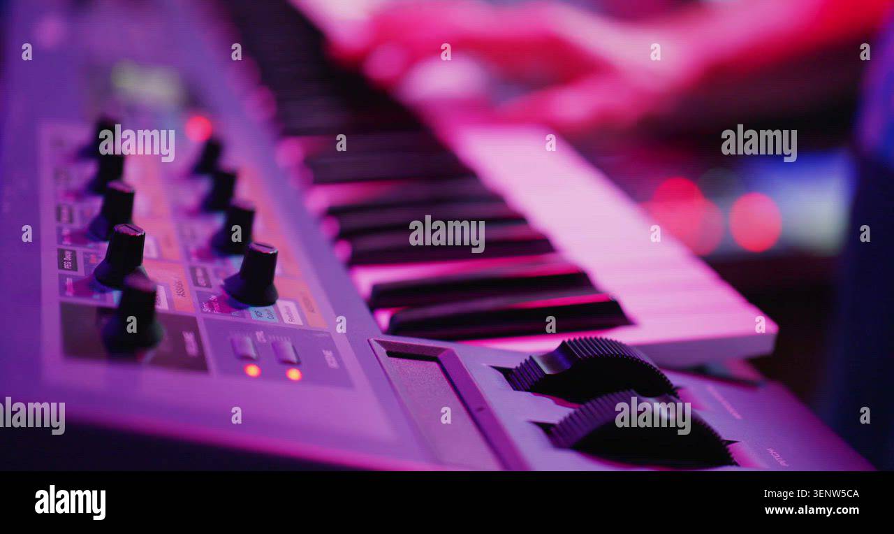 Playing a synthesizer Stock Video Footage - Alamy