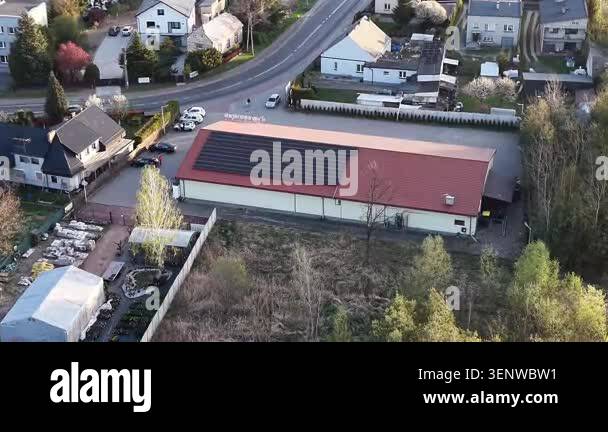 High angle drone photo of commercial solar panel roof Stock Video ...