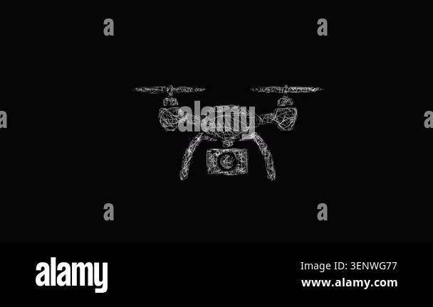 Sketch style minimal surveillance drone icon animation - smooth ...