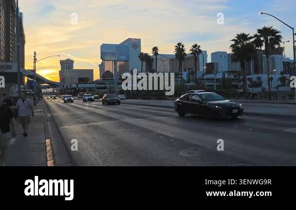 USA, March 27, 2026, Las Vegas Strip At Sunset With Hotels And Traffic ...