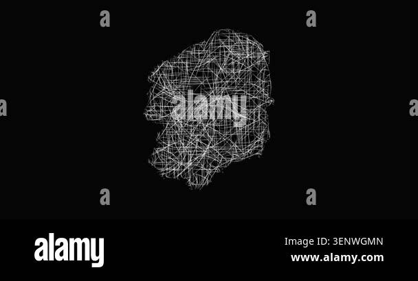 Sketch style minimal Tochigi outline map animation - smooth progressive ...