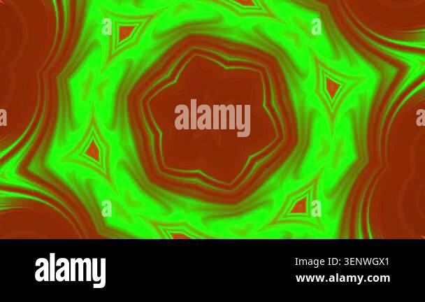 Orange radial kaleidoscope pattern with glowing abstract motion loop ...