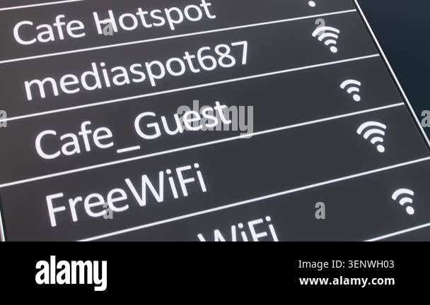 Video animation of a smartphone screen displaying a list of Wi-Fi ...