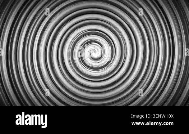 Black and white hypnotic spiral vortex abstract motion background loop ...