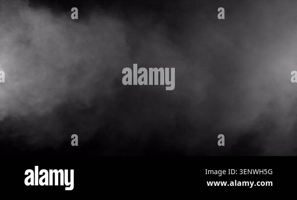 Detailed slow motion rising smoke isolated on black background ...