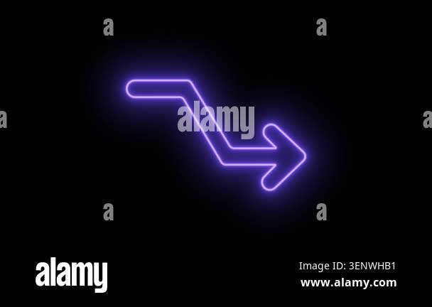Orange Neon Arrow Sign Direction Light Bolt Symbol Video Animation ...
