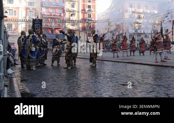 Slow Motion Arquebus Fire During Moors and Christians Festival Battle ...