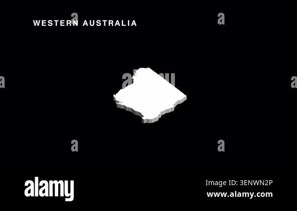 White three dimensional map of the australian state of western ...