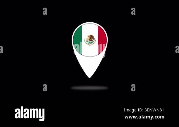 Bouncing location pin featuring the mexican flag, symbolizing a ...