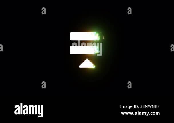 Glowing hamburger menu button animation isolated on a black background ...