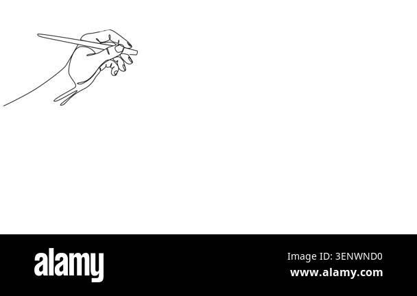 animated minimalist continuous line drawing of hand holding a paint ...