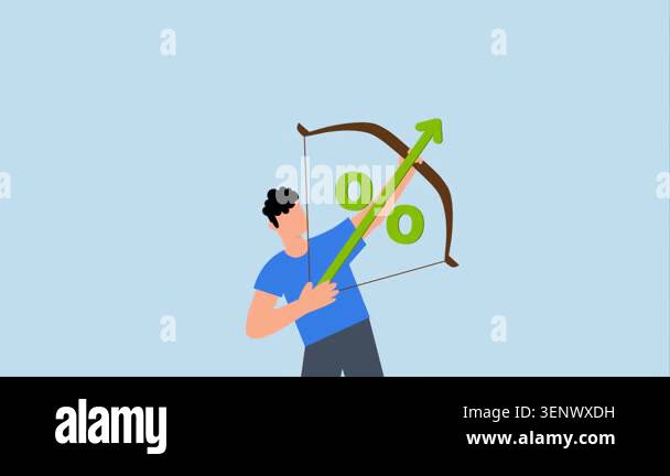 Interest rate hike due to inflation percentage rising up, 4k animation ...