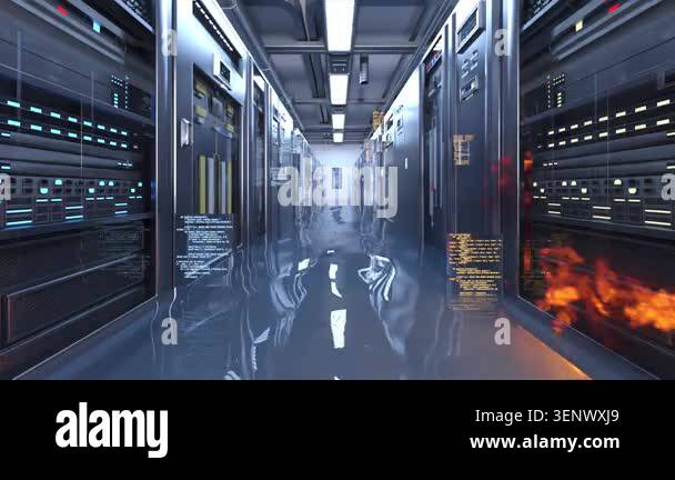 3D rendering of the server room Stock Video Footage - Alamy