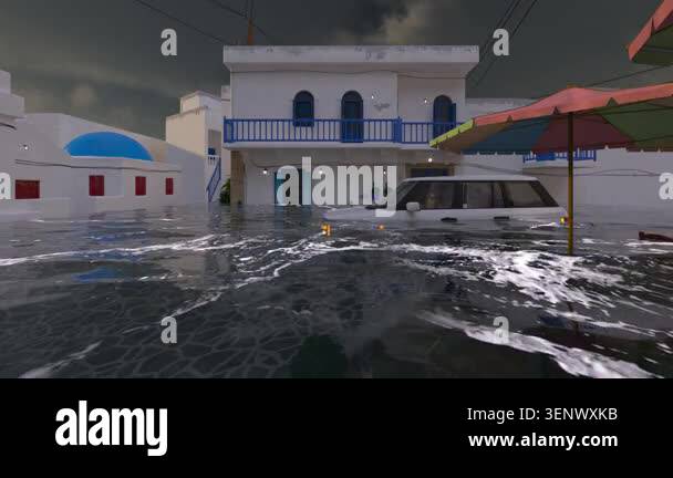 3D rendering of the submerged city Stock Video Footage - Alamy