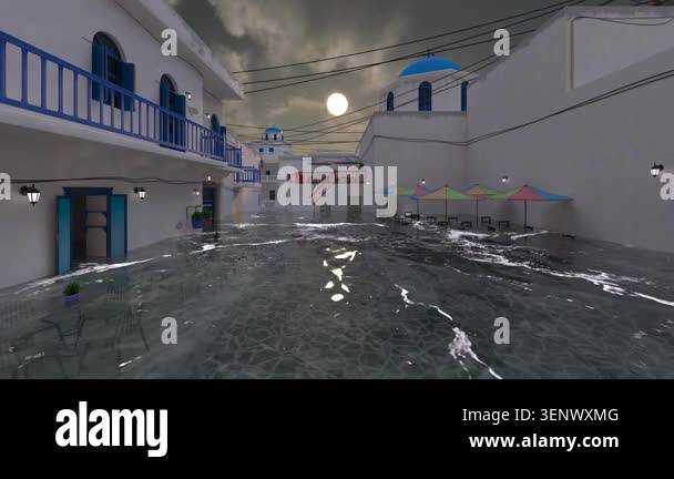 3D rendering of the submerged city Stock Video Footage - Alamy