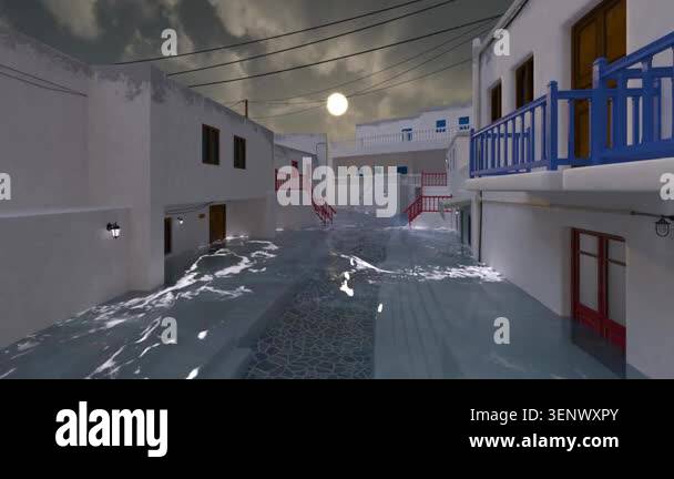 3D rendering of the submerged city Stock Video Footage - Alamy