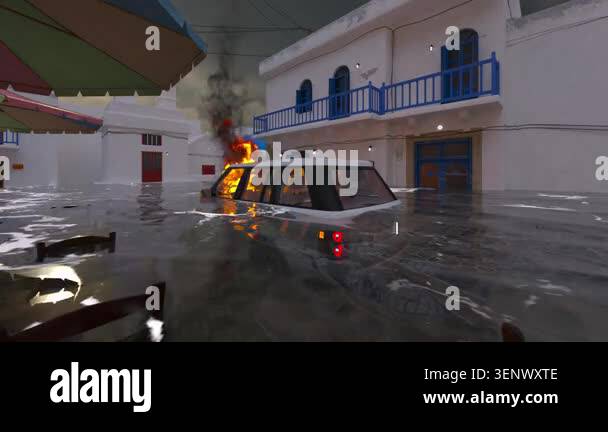 3D rendering of the submerged city Stock Video Footage - Alamy