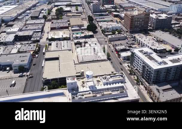 Urban landscape revealing downtown Los Angeles skyline from arts ...