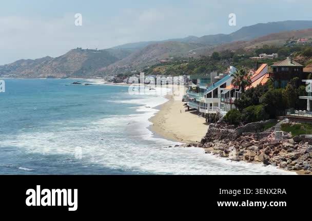 Scenic Malibu coastline featuring luxury beachfront real estate ...